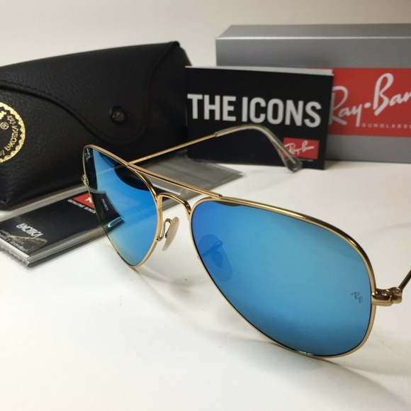 Ray-Ban | Accessories | Rayban Aviator Blue Flash Mirrored Lenses 58mm ...